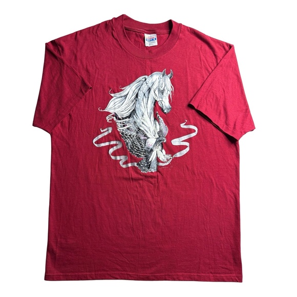 Tops | Vintage Painted Dapple Horse Eagle Tshirt By Jacqui Xl Red ...